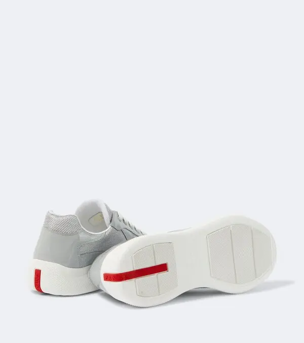Prada American's Cup Patent Leather Lace-up Sneakers - Grey