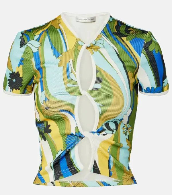 Christopher Esber Acidic Floral Cropped T-shirt - Multicoloured