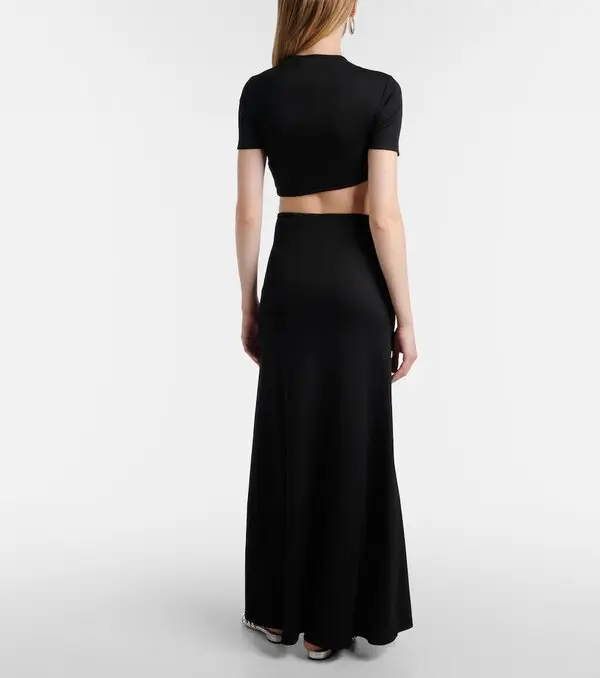 Christopher Esber Paisley Cropped Gathered T-shirt - Black