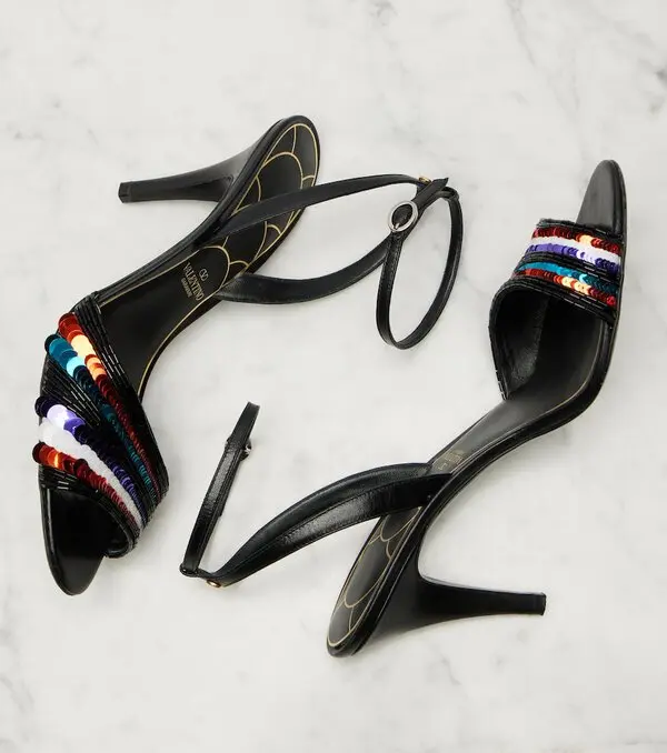 Valentino Garavani Sequined Leather Sandals