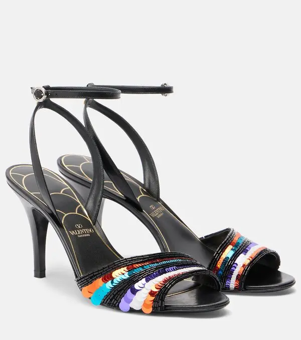 Valentino Garavani Sequined Leather Sandals - Multicoloured