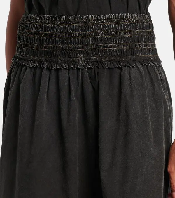 GANNI Smocked Tiered Cotton Maxi Skirt