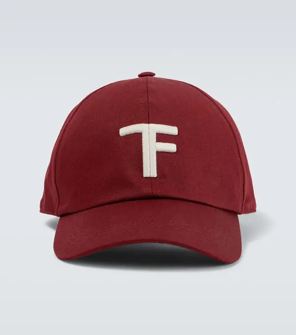 TOM FORD Leather-trimmed Baseball Cap - Burgundy