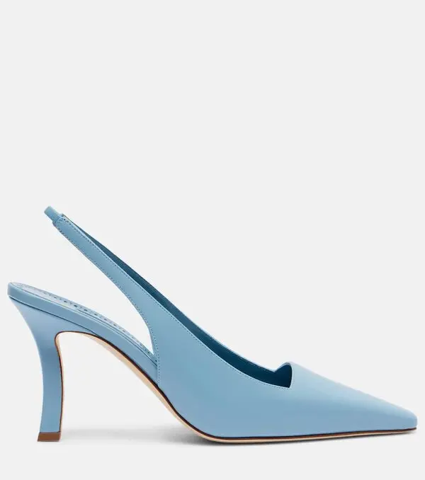 Manolo Blahnik Moirasli Leather Slingback Pumps - Blue