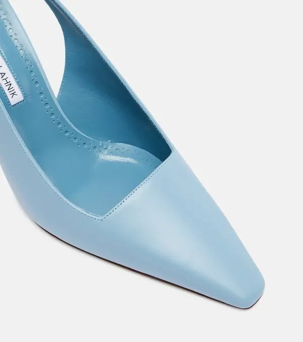 Manolo Blahnik Moirasli Leather Slingback Pumps - Blue