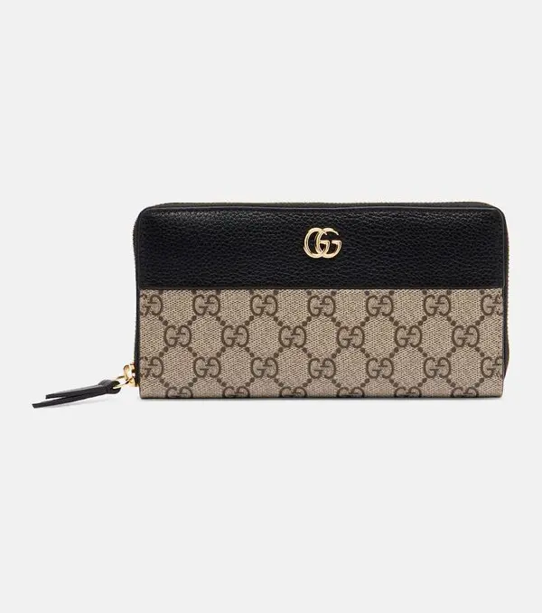 Gucci Gg Marmont Leather-trimmed Wallet - Beige
