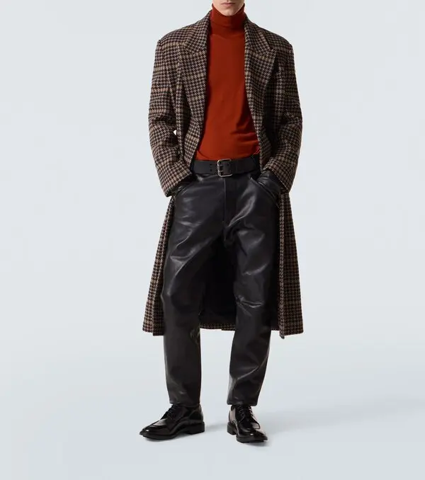 Saint Laurent Belted Leather Straight Pants