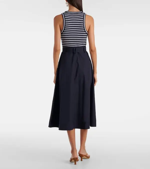Veronica Beard Belted Cotton-blend Midi Dress - Blue