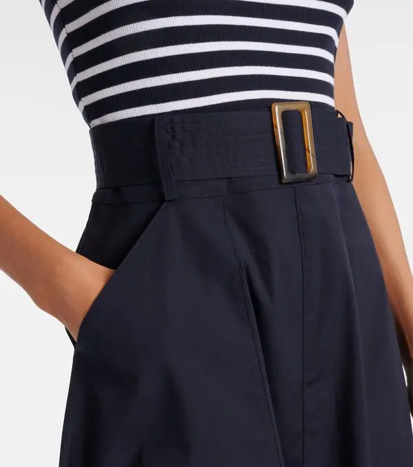 Veronica Beard Belted Cotton-blend Midi Dress - Blue