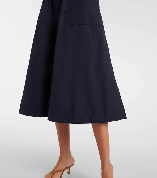 Veronica Beard Belted Cotton-blend Midi Dress - Blue