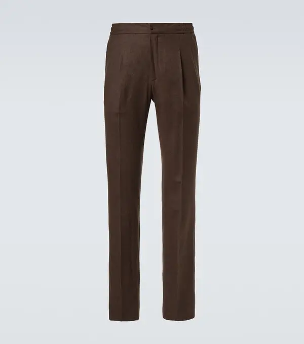 Rubinacci Virgin Wool Flannel Tapered Pants - Brown