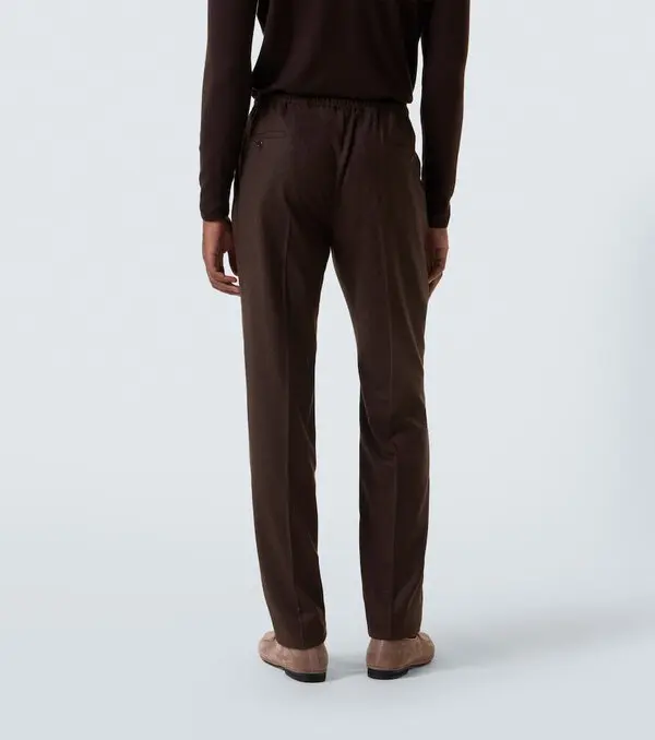 Rubinacci Virgin Wool Flannel Tapered Pants - Brown