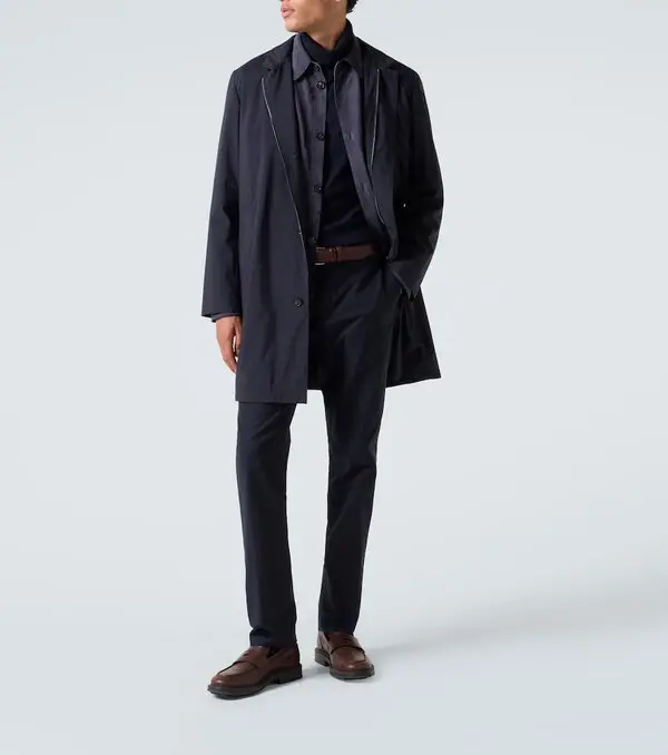 Loro Piana Windmate® Suede-trimmed Coat - Blue