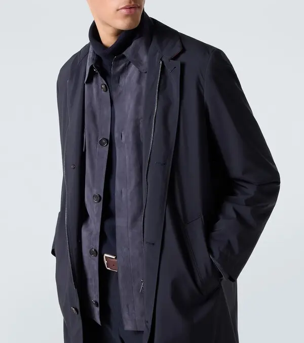 Loro Piana Windmate® Suede-trimmed Coat - Blue