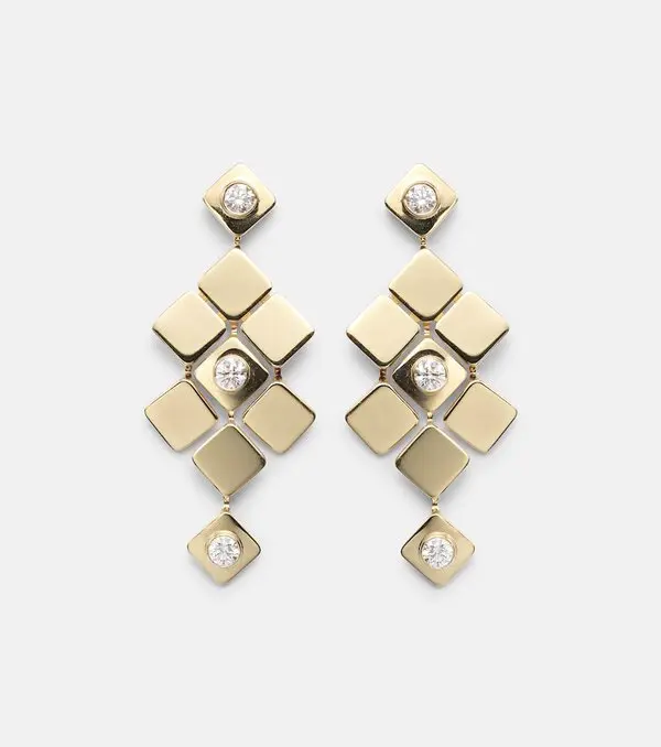 Ileana Makri Tile Temple 18kt Drop Earrings With Diamonds - Gold