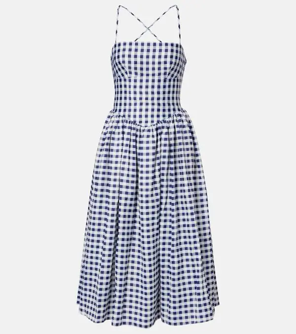 SELF-PORTRAIT Gingham Midi Dress