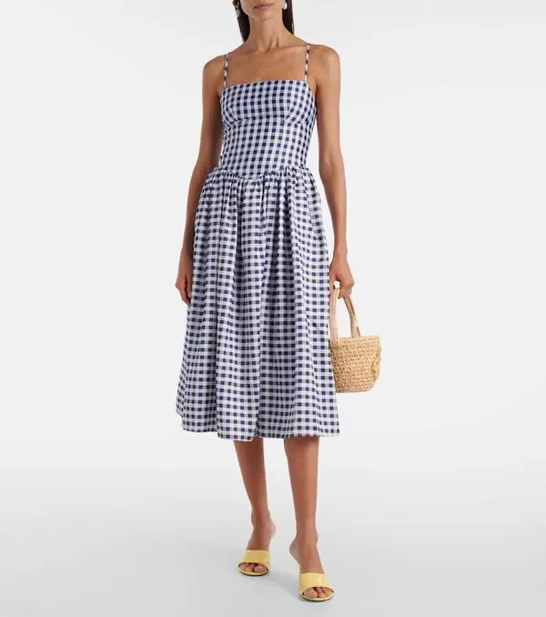 SELF-PORTRAIT Gingham Midi Dress