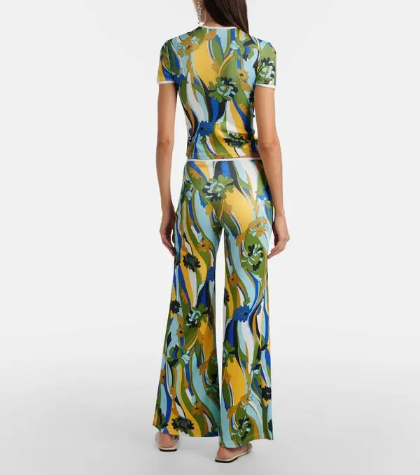 Christopher Esber Acidic Floral Jersey Wide-leg Pants