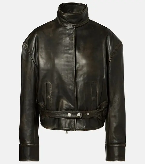 Christopher Esber Burnished Eddie Leather Bomber Jacket - Black