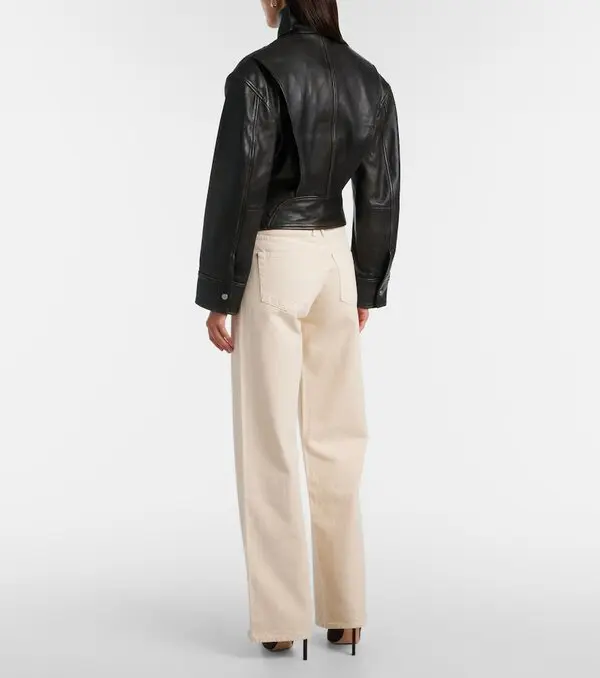 Christopher Esber Burnished Eddie Leather Bomber Jacket - Black