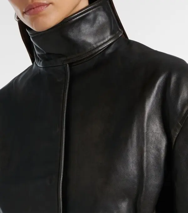 Christopher Esber Burnished Eddie Leather Bomber Jacket - Black