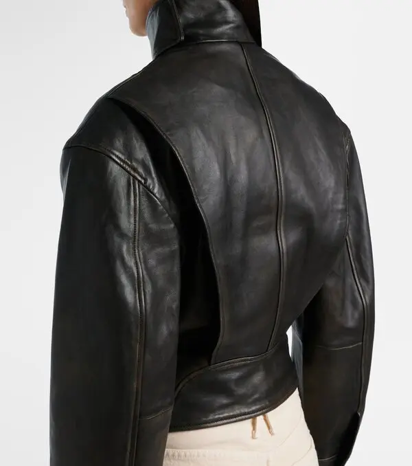 Christopher Esber Burnished Eddie Leather Bomber Jacket - Black