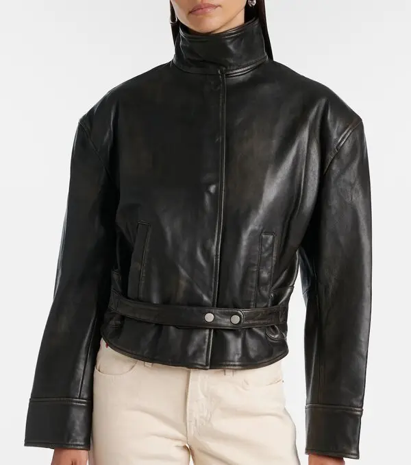 Christopher Esber Burnished Eddie Leather Bomber Jacket - Black