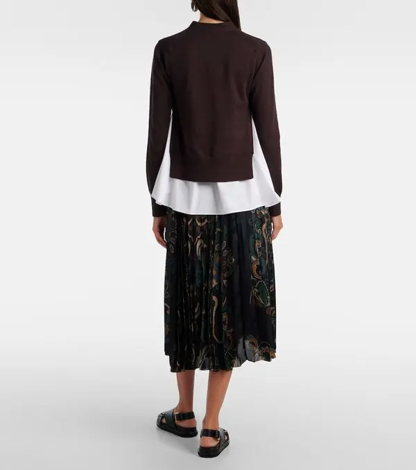 Sacai Layered Cotton Cardigan