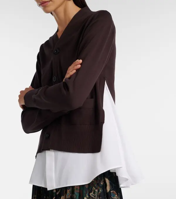 Sacai Layered Cotton Cardigan