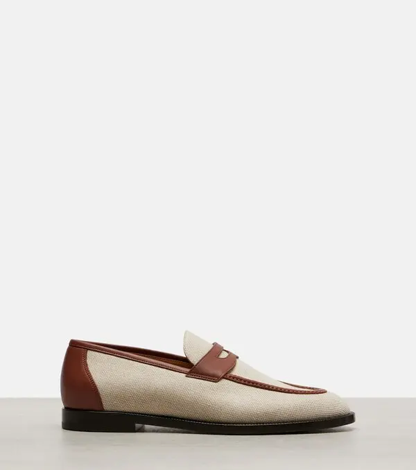 Loro Piana Sergio Leather-trimmed Penny Loafers - Neutrals