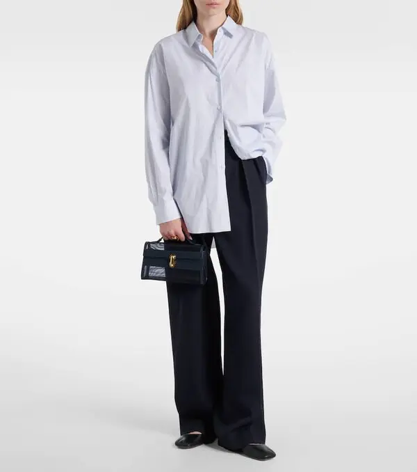 Savette Symmetry Leather-trimmed Mesh Tote - Blue