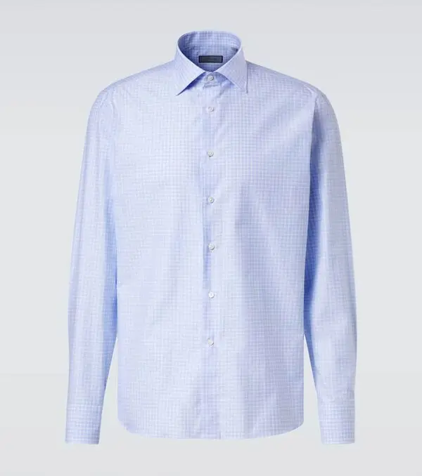 Canali Checked Cotton Poplin Shirt
