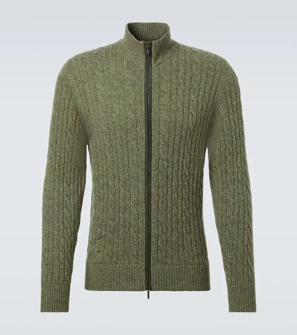 Loro Piana Cable-knit Cashmere Zip-up Sweater - Green