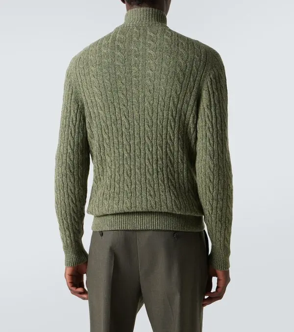 Loro Piana Cable-knit Cashmere Zip-up Sweater - Green