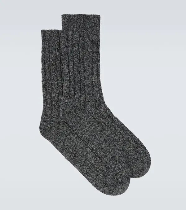 Loro Piana Treccia Cable-knit Cashmere Socks - Grey