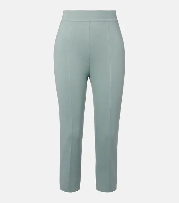Loro Piana Siena Silk And Cotton Cropped Tapered Trousers - Blue