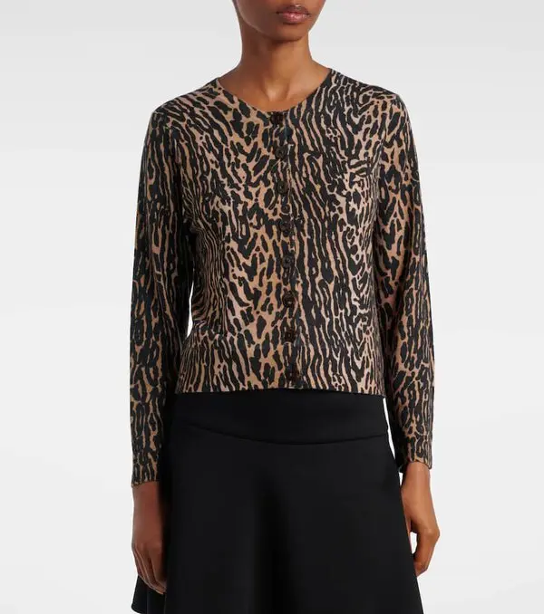 Rixo Peony Leopard-print Wool Cardigan