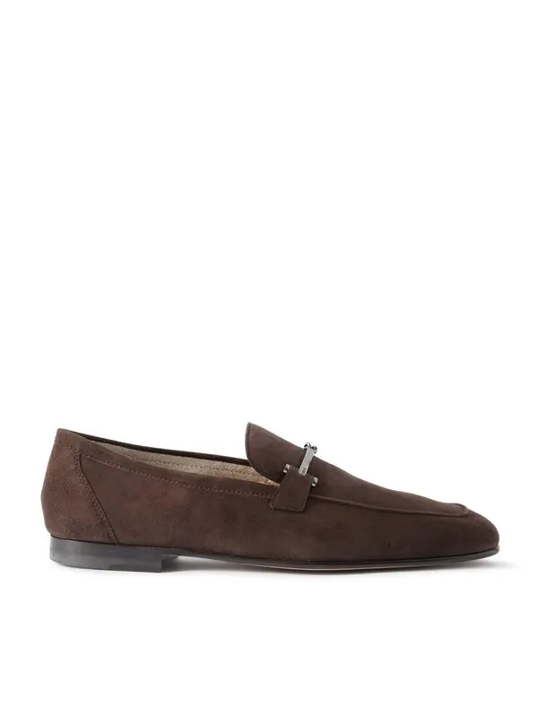 TOD'S Horsebit-embellished Suede Loafers
