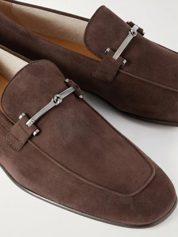 TOD'S Horsebit-embellished Suede Loafers
