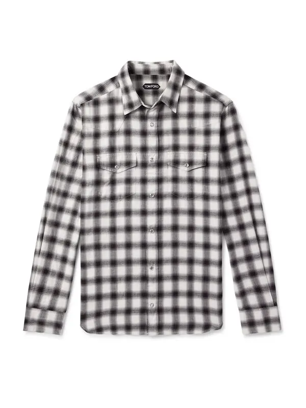 TOM FORD Slim-fit Checked Cotton-flannel Shirt - Brown