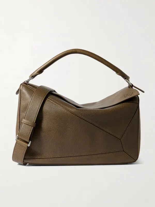 Loewe Puzzle Edge Large Leather Messenger Bag - Neutrals