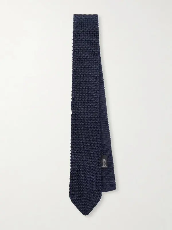 Mr P. Knitted Silk Neck Tie - Blue