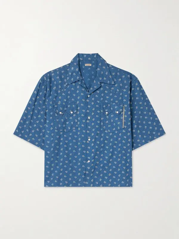Kapital Camp-collar Cotton-dobby Shirt