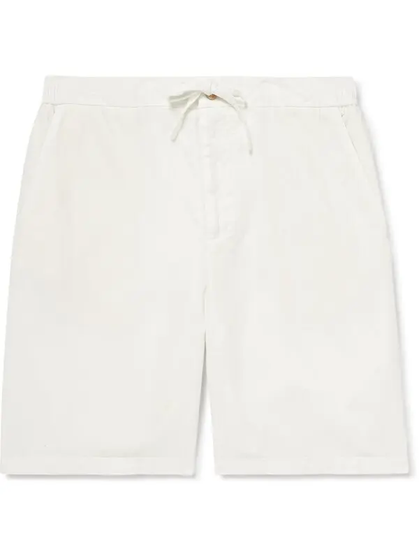 Frescobol Carioca Sergio Straight-leg Cotton-blend Drawstring Shorts - Neutrals