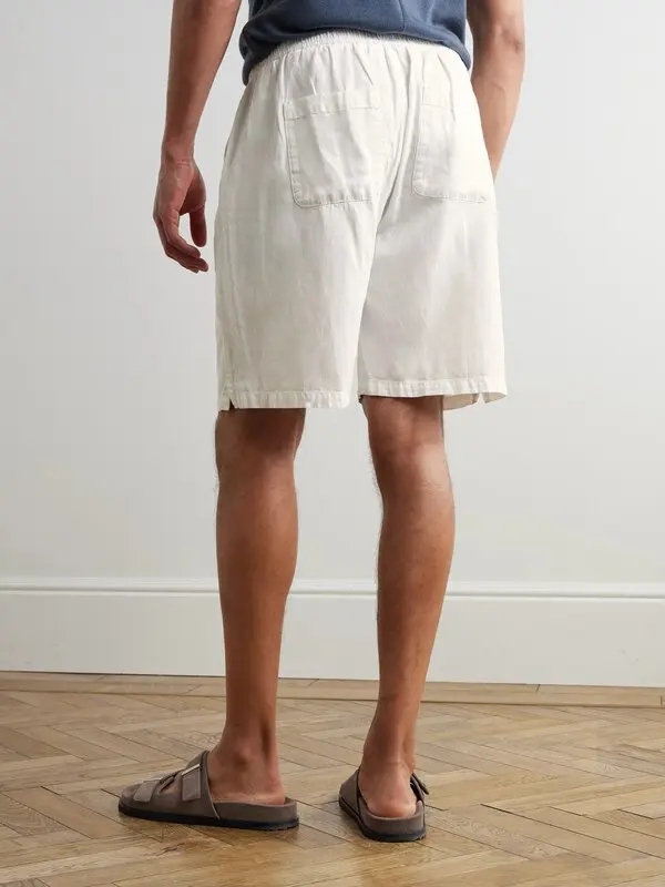 Frescobol Carioca Sergio Straight-leg Cotton-blend Drawstring Shorts - Neutrals