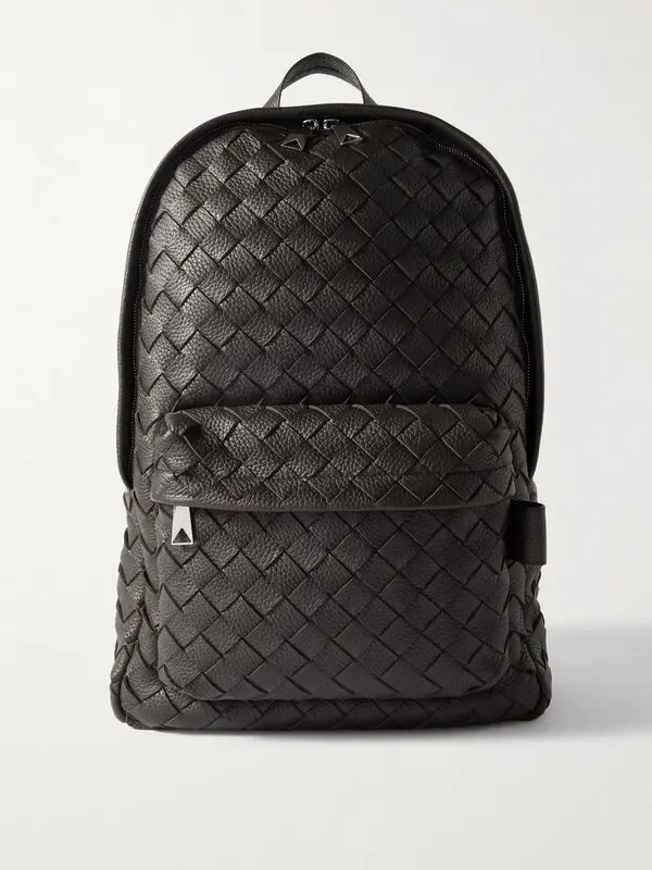 Bottega Veneta Intrecciato Full-grain Leather Backpack - Brown