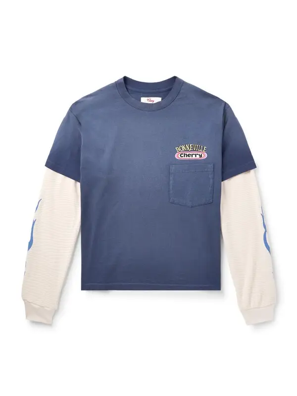 Cherry Los Angeles Bonneville Logo-Print Layered Cotton-Jersey And