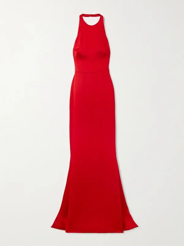Givenchy Satin-crepe Halterneck Gown - Red