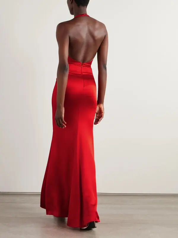 Givenchy Satin-crepe Halterneck Gown - Red