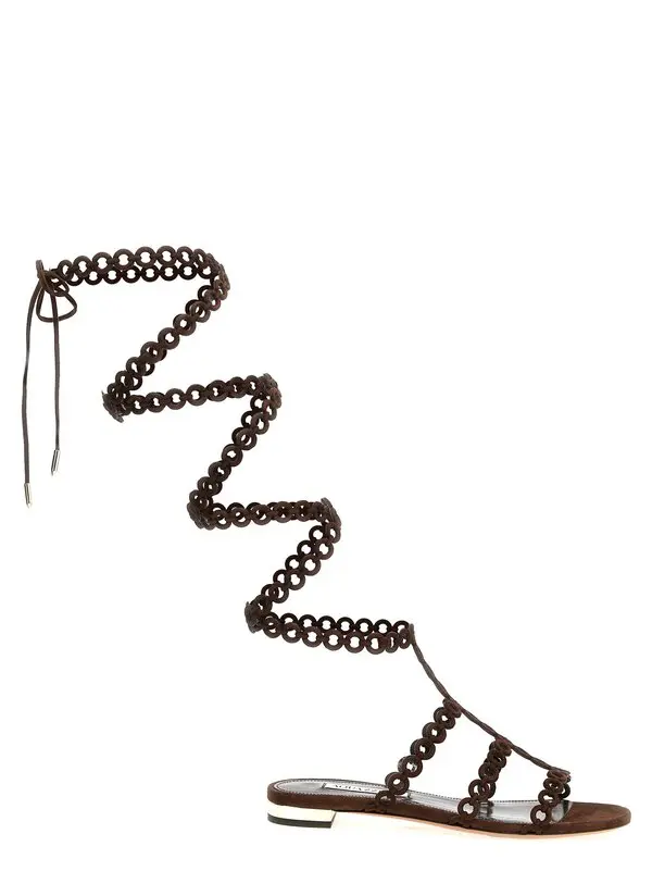 AQUAZZURA Infinity Chain Gladiator Sandals - Brown
